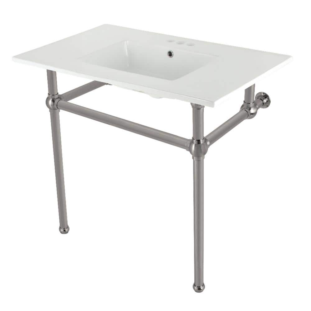 Kingston Brass Fauceture 37 in. Ceramic Console Sink Set with Brass ...