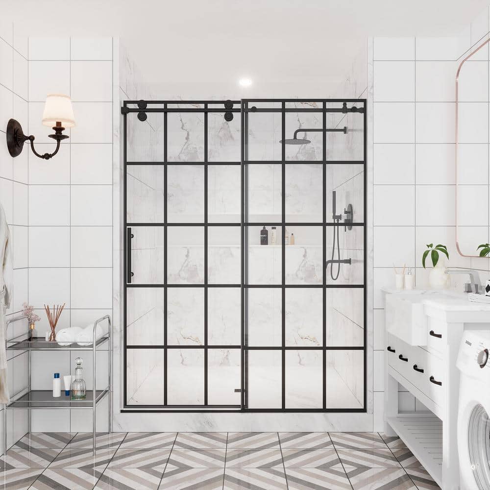 CASAINC 60 in. W x 76 in. H Sliding Frameless Shower Door in Matte ...