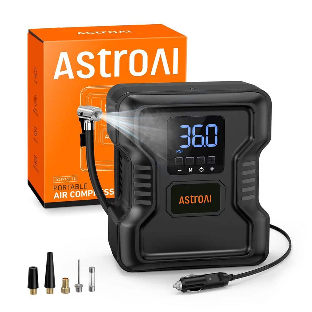 AstroAI Portable Tire Inflator 150PSI 12V DC Air Compressor with Digital Pressure Gauge Air Pump ...