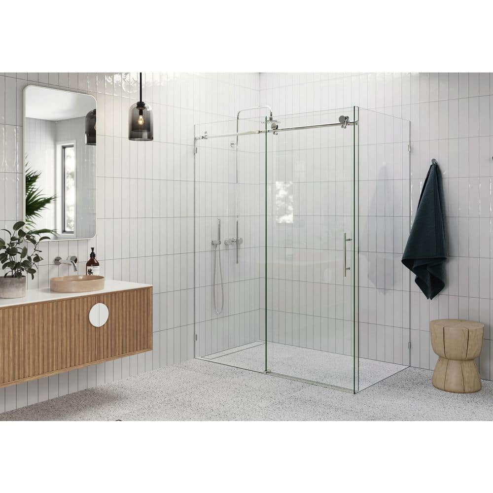 Glass Warehouse Nova 60 in. W x 78 in. H Rectangular Sliding Frameless ...