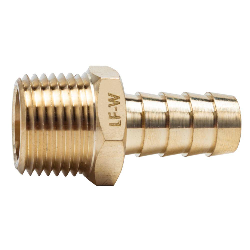 LTWFITTING 1/2 in. I.D. Hose Barb x 1/2 in. MIP Lead Free Brass Adapter ...