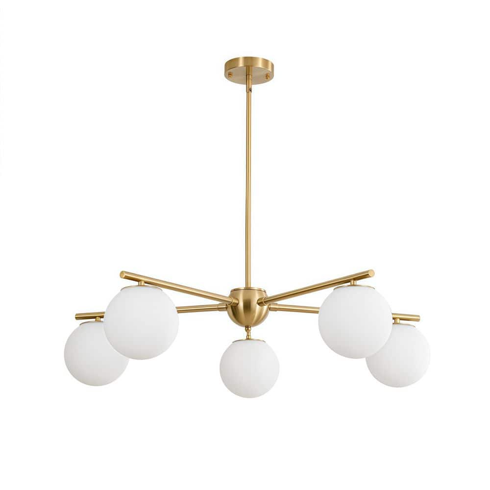 Rennnsan Serin 35.4 in. 5-Light Brass Sputnik Modern Chandelier with ...