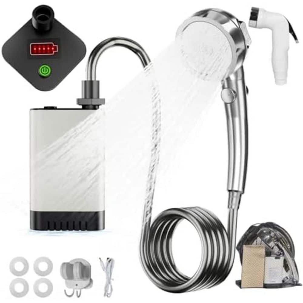 Phewnyzo Portable Electric Camping Shower Pump with Battery Level ...