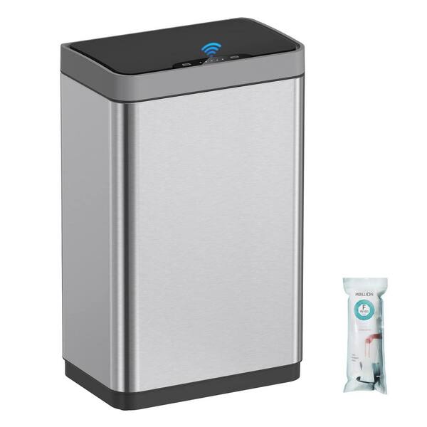 ITOPFOX Kitchen 13.2 Gal. Silver Metal Household Trash Can Step Lid ...