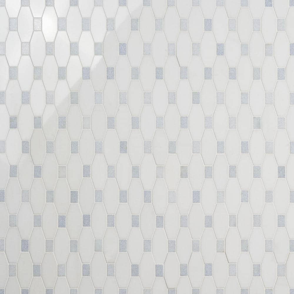 Ivy Hill Tile Diapson White Thassos and Blue Celeste 9.75 in. x 10 in ...