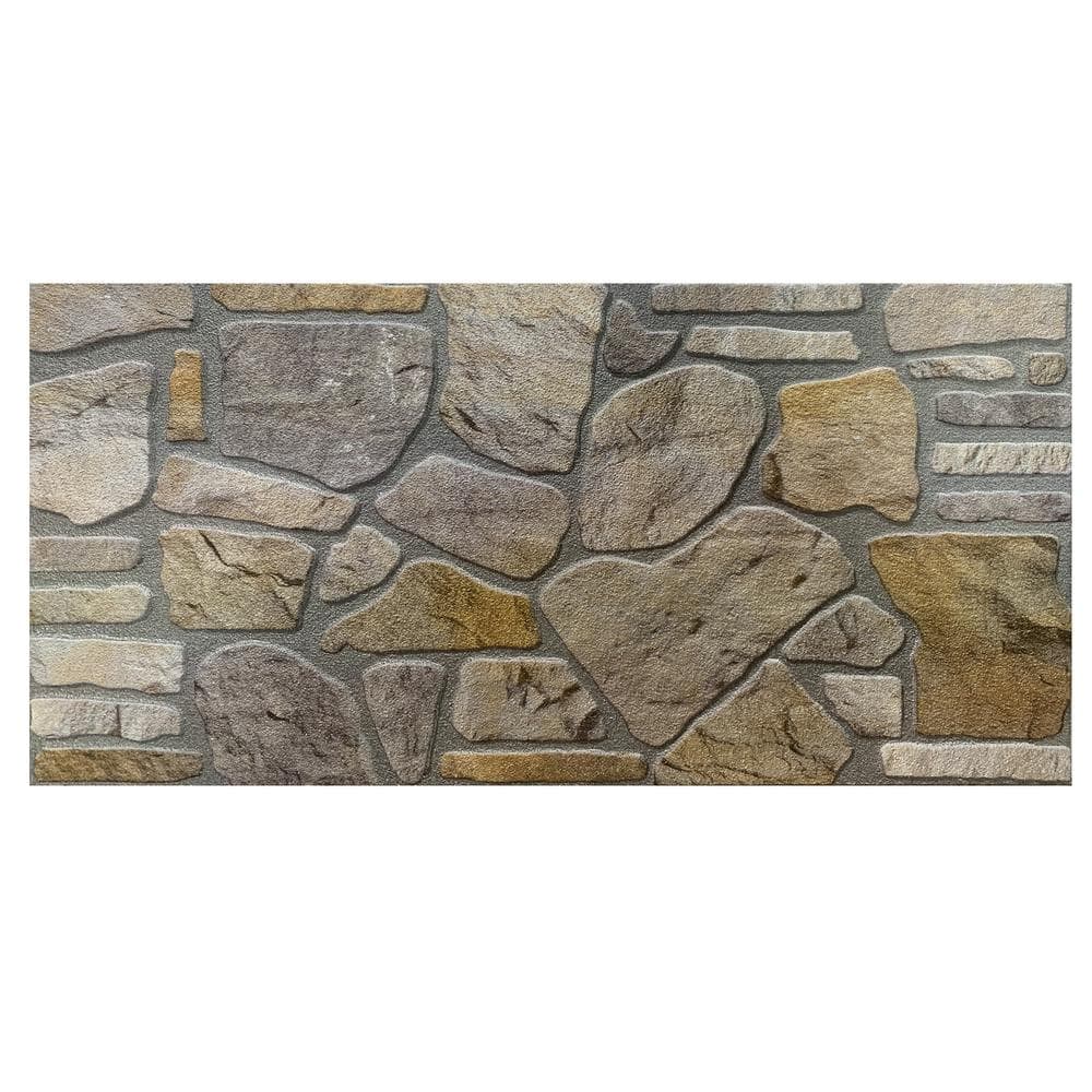 Dundee Deco Falkirk Uffcott II 39.4 in. x 19.7 in. Grey Gold Faux Stone ...