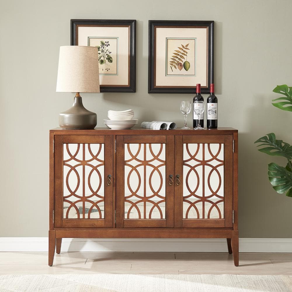 Morden Fort Vintage Cherry Brown MDF Top 48 in. TV Cabinet for Living ...