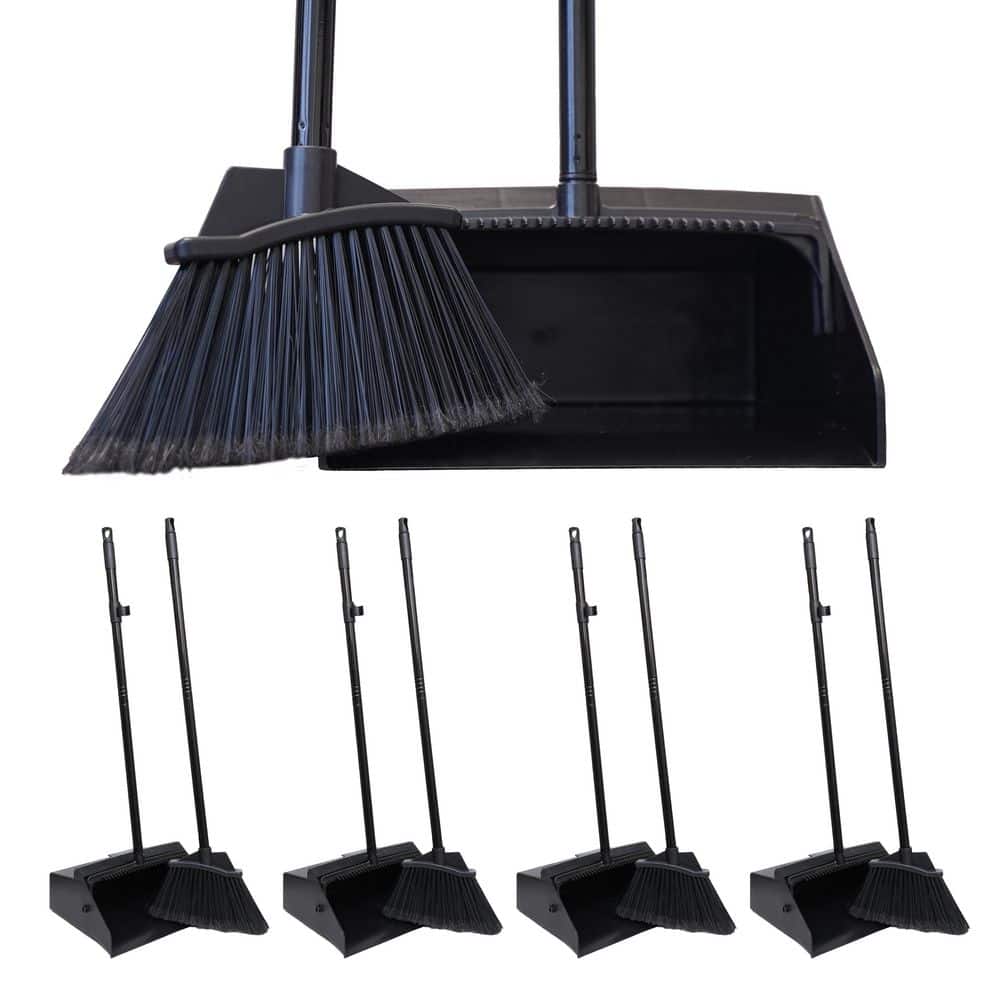 BISON LIFE 48.5 in. Lobby Broom and Dustpan Set for Indoor/Outdoor ...