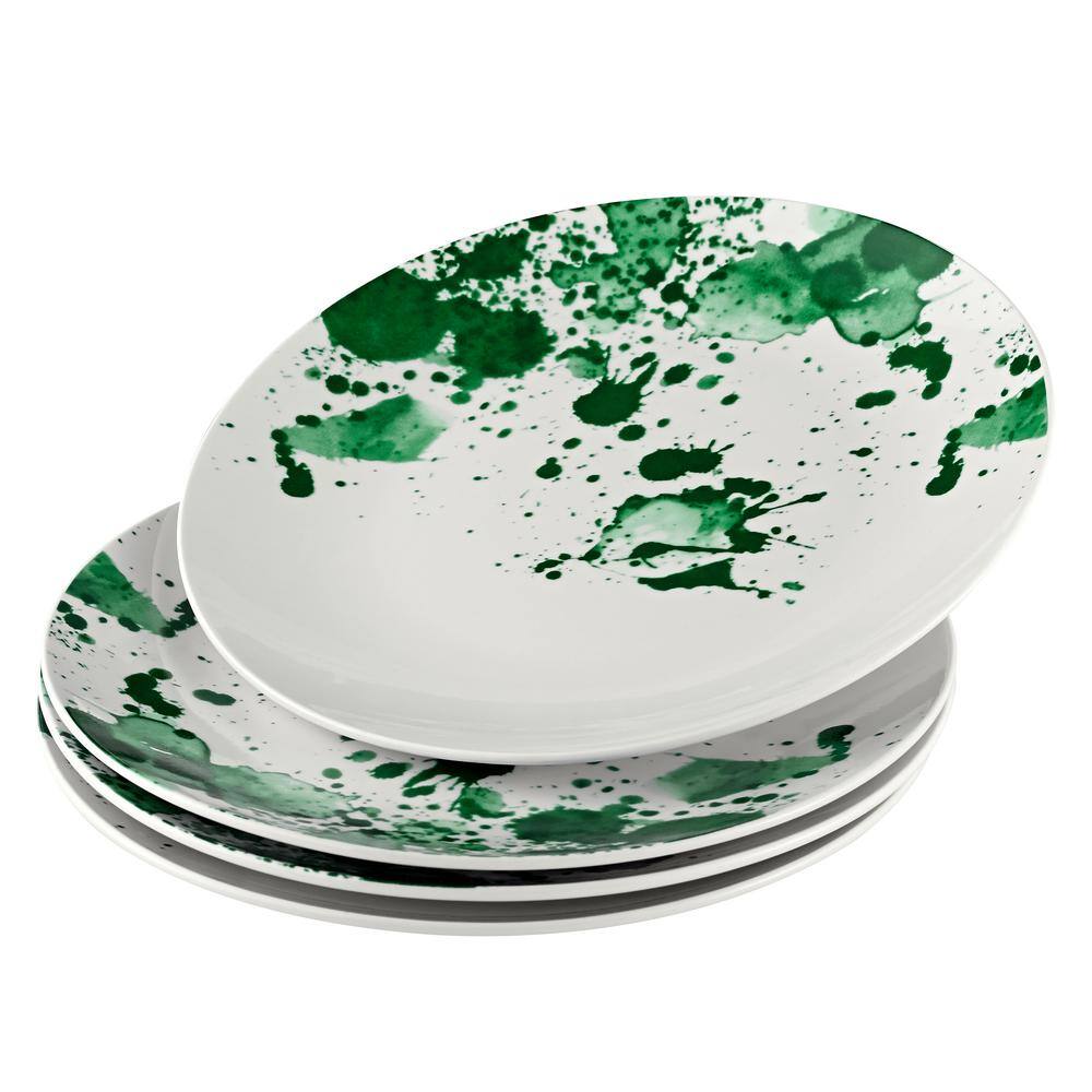 Over and Back Splatter Green Dinner Plate (Set of 4)-902231 - The Home ...