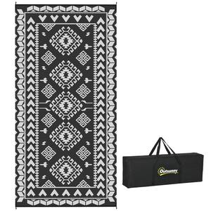 Outsunny Blue and White Rhombus Border 9 ft. x 18 ft. Waterproof ...