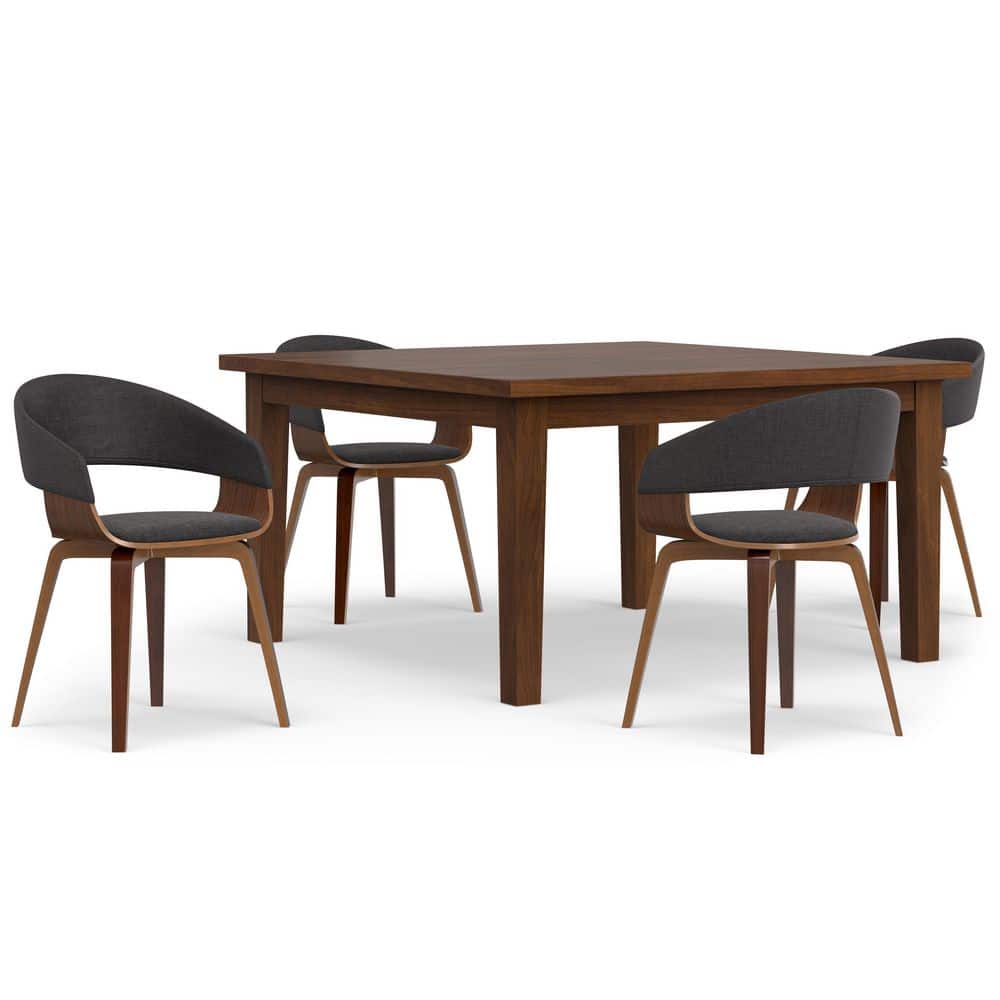 Simpli Home Lowell / Eastwood 5-Piece Dining Set in Charcoal Grey ...