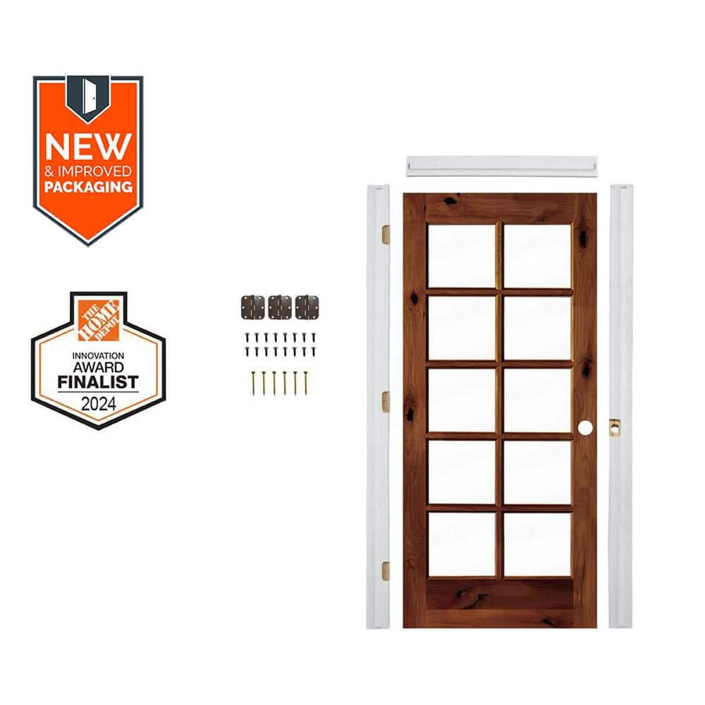 Krosswood Doors 28in.x80in. Left-Hand 10-Lite ClearGlass RedChestnut ...