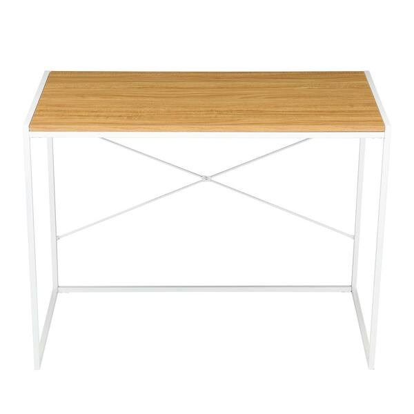 Outopee 40 in. W Rectangular Iron Oak Color Computer Desk 931123567982 ...