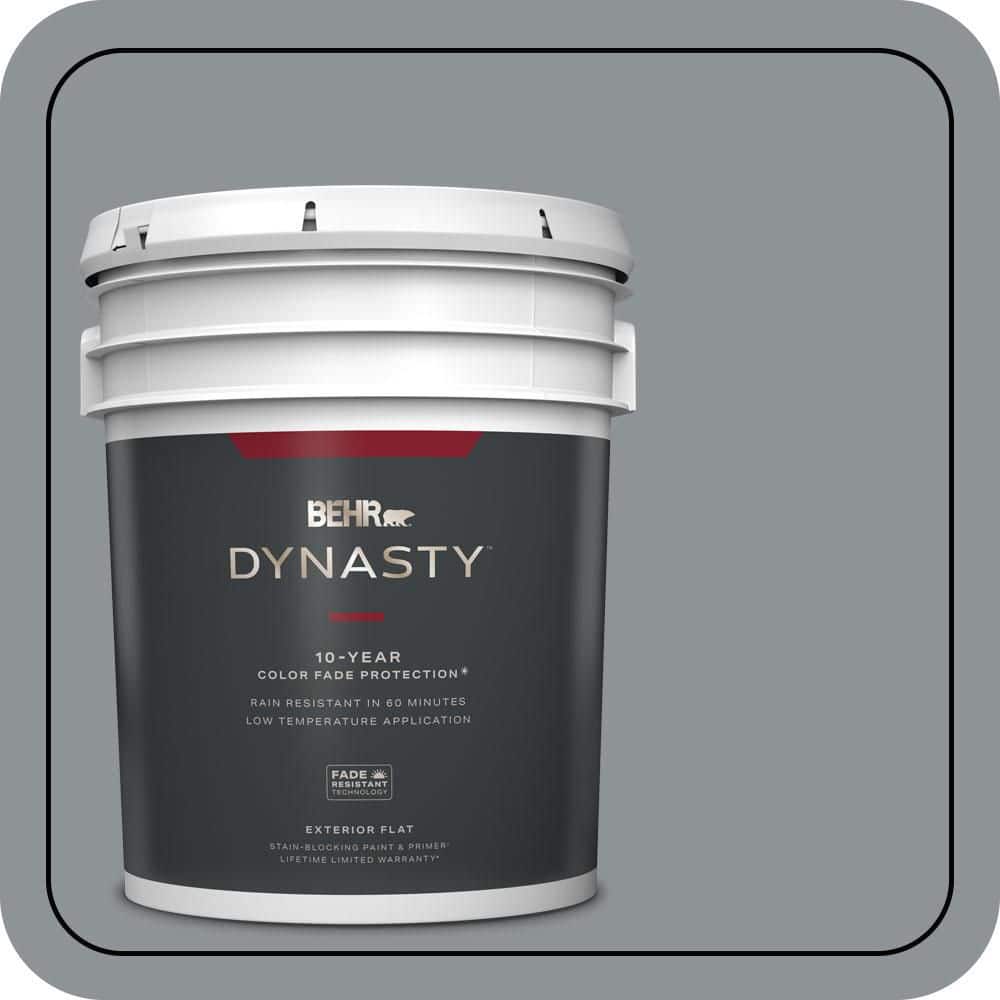 BEHR DYNASTY 5 gal. #PPU26-05 Flint Gray Flat Exterior Stain-Blocking ...