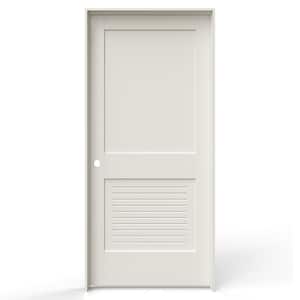 JELD-WEN 32 in. x 80 in. 2 Panel Right-Handed Primed MDF Wood Single Prehung Interior Door Upper ...
