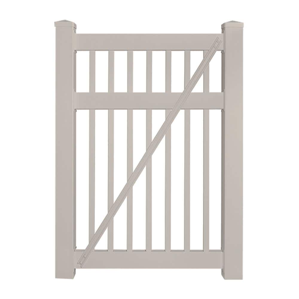 Weatherables Neptune 4 ft. W x 5 ft. H Tan Vinyl Pool Fence Gate STPO-1 ...