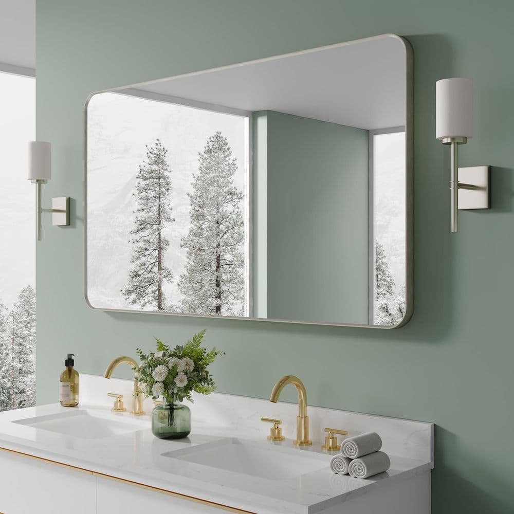 FORCLOVER 55 in. W x 32 in. H Rectangular Framed Wall Bathroom Vanity ...
