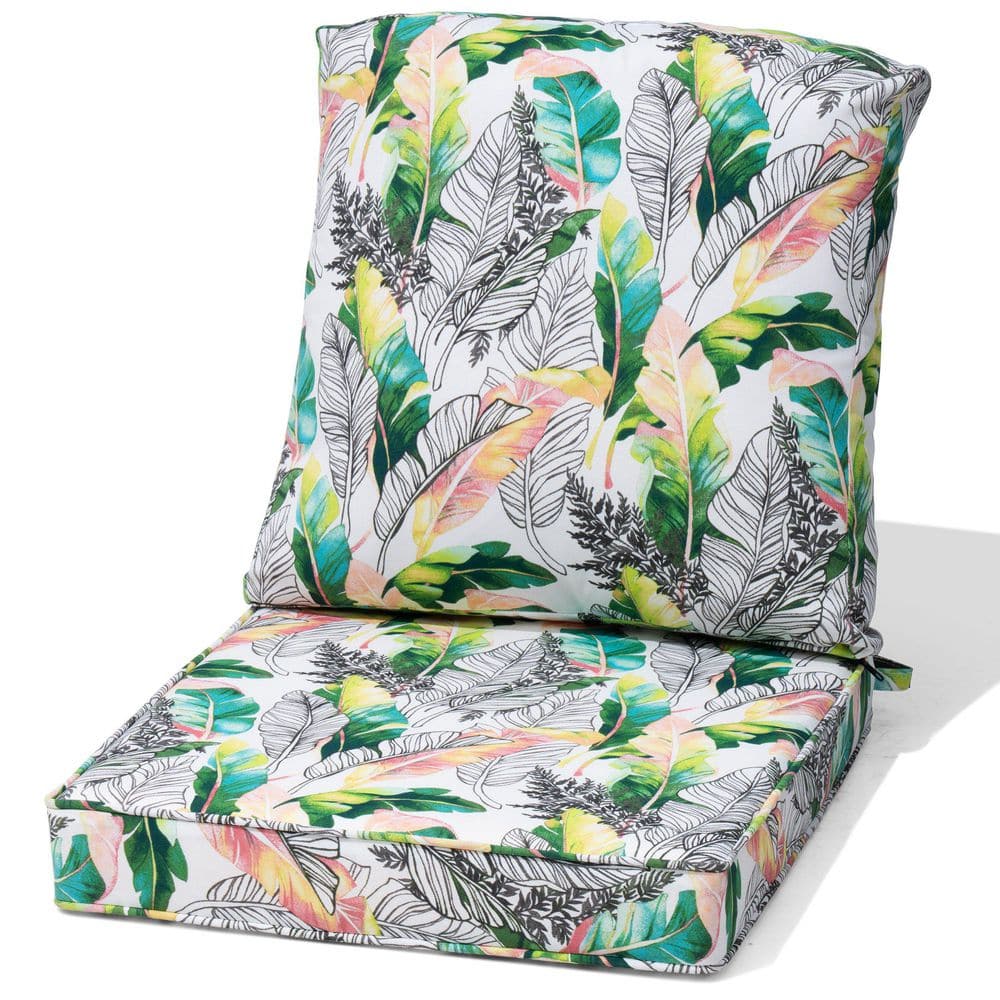 CLOUDFLY 21 x 22 in. Green Leaf Outdoor Couch Cushion with Handle and ...