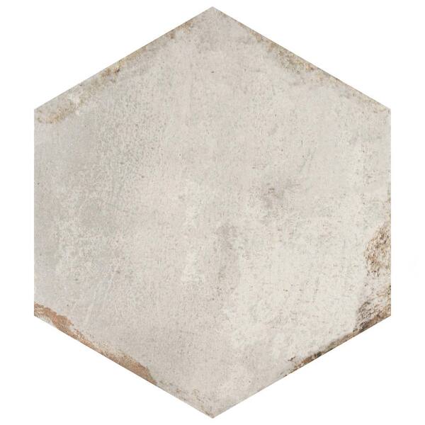 Merola Tile D'Anticatto Hex Bianco 11 in. x 12-3/4 in. Porcelain Floor ...