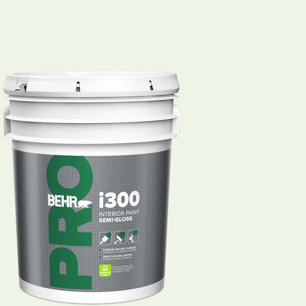 BEHR PRO 5 gal. #M370-1 Fresh Dew Semi-Gloss Interior Paint PR37005 ...