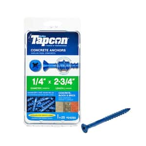 Tapcon 1/4 in. x 2-3/4 in. Phillips-Flat-Head Concrete Anchors (25-Pack) 24285 - The Home Depot