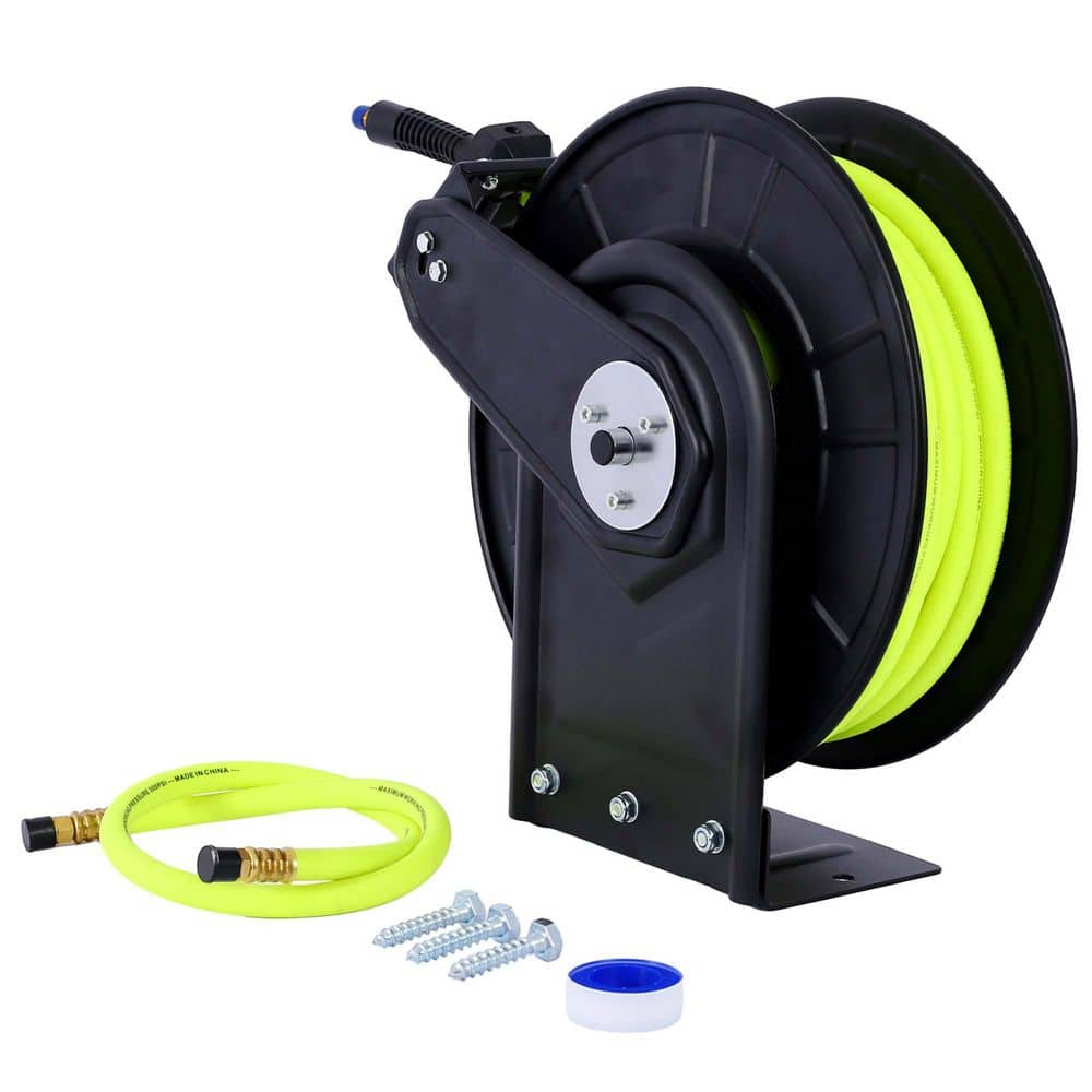 3/8 in. dia x 50 ft. Retractable Air Hose Reel, Heavy Duty Hose Reel ...