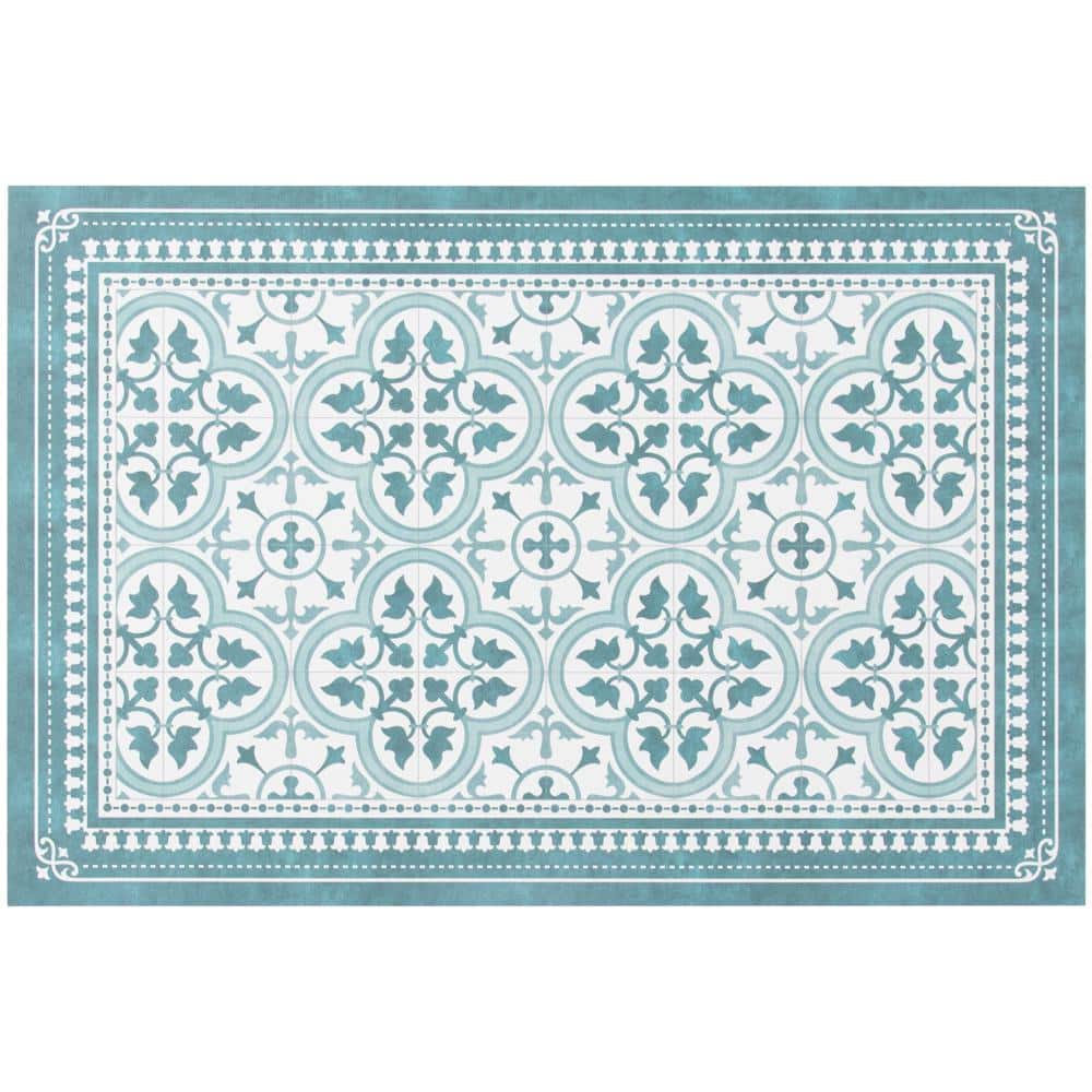 StyleWell Mediterranean Ivory/Teal 2 ft. x 3 ft. Tile Vinyl Scatter Rug 8218.36.08HD - The Home ...