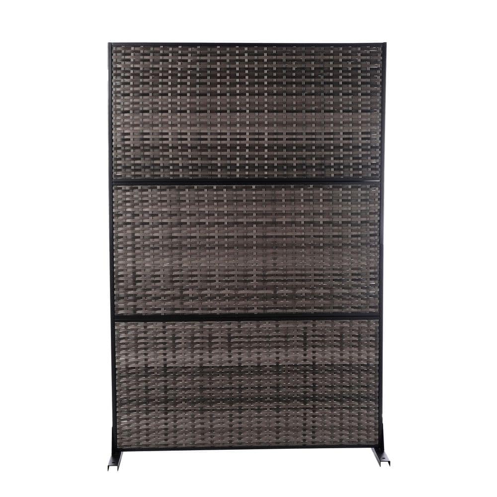 Uixe 72.1 in. Privacy Metal Garden Fence Outdoor Screen Panels in Gray ...