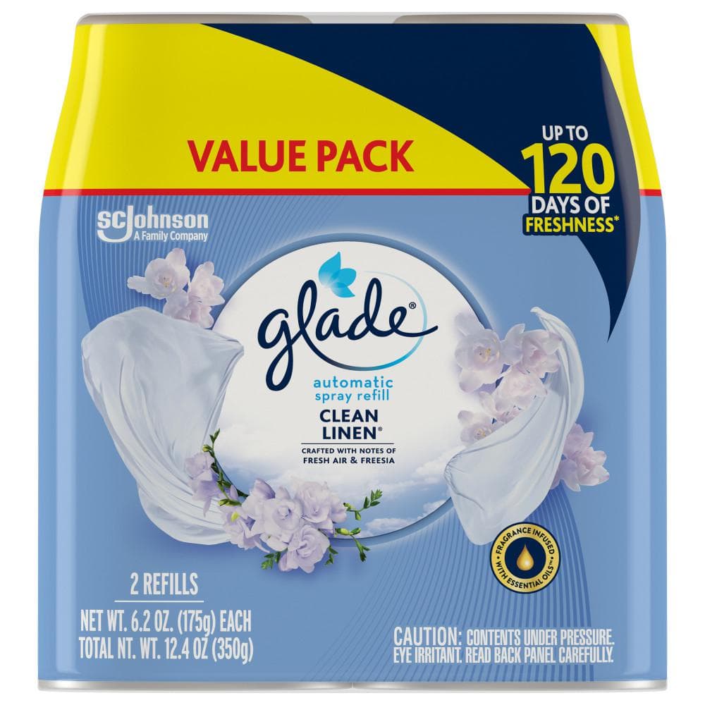 Glade 6.2 oz. Clean Linen Automatic Air Freshener Spray Refill (2-Count ...