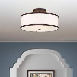 AVIANCE LIGHTING Cameron 2 Light Antique Brass Semi Flush Mount HD58163 ...
