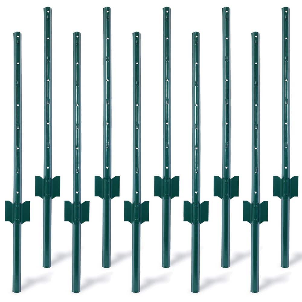 maocao hoom Fence Posts 3 ft. 10-Pack, Heavy Duty Metal Fence Post with ...