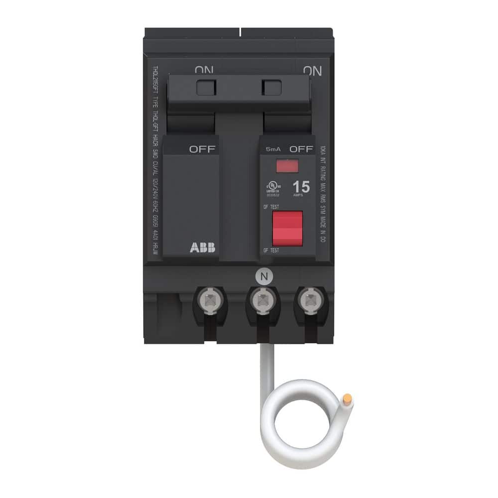 ABB 15 Amp Double Pole Ground Fault Breaker with Self-Test ...