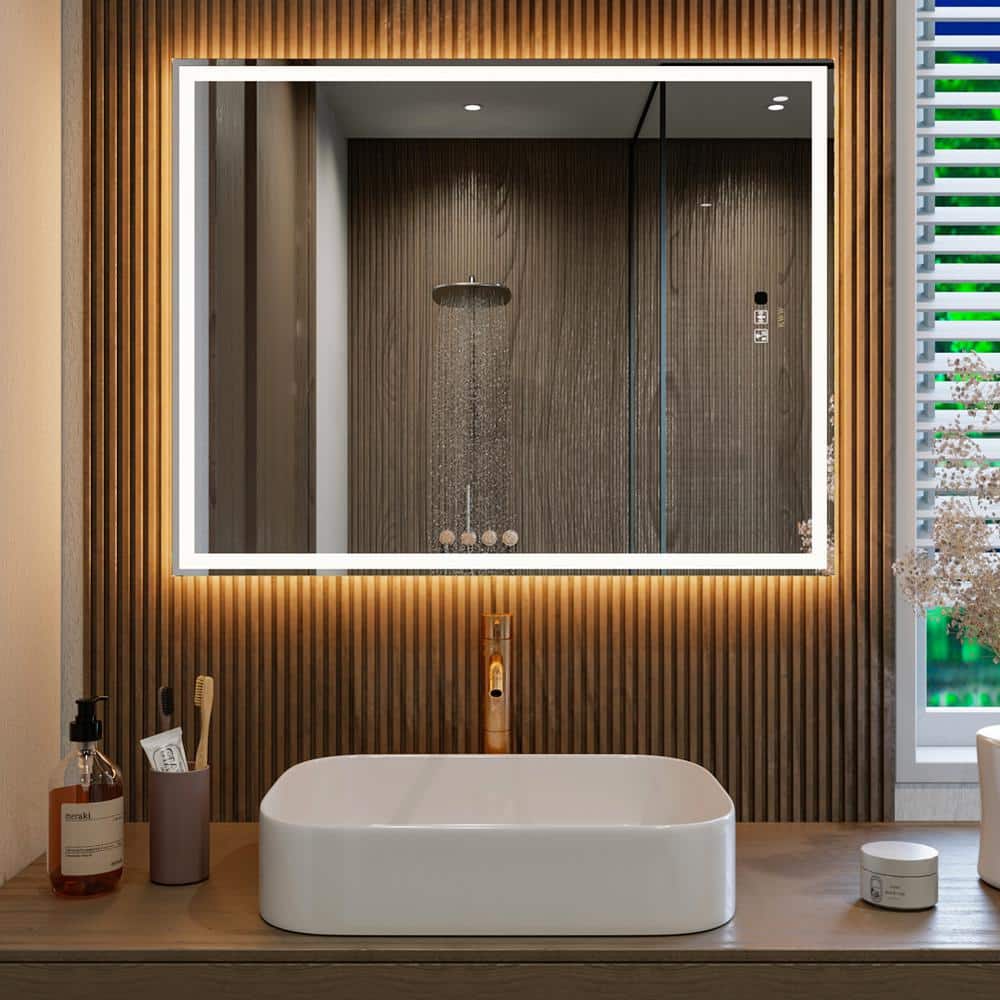 KWW 28 in. W x 36 in. H Large Rectangular Frameless Motion Sensing Anti ...