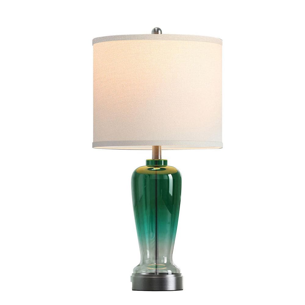 Rottogoon 26 in. Glass Table Lamp for Nightstand Deco Gradient Green ...