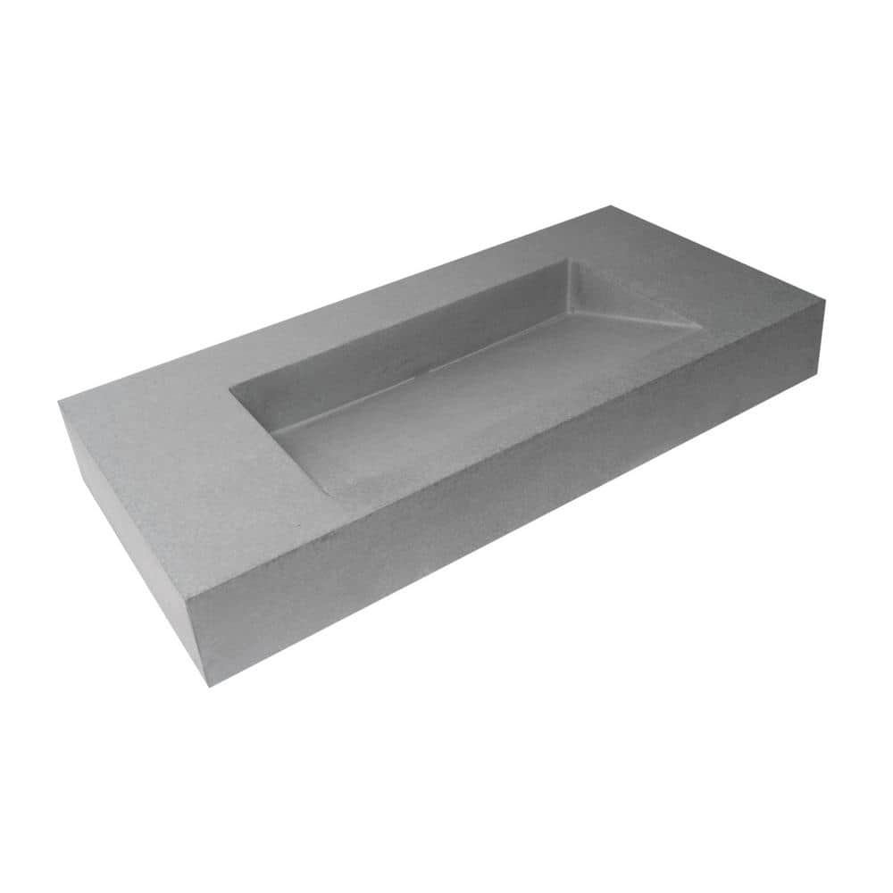 ALFI BRAND 40 in . Rectangular Gray Concrete Vessel or Wall Mount ...