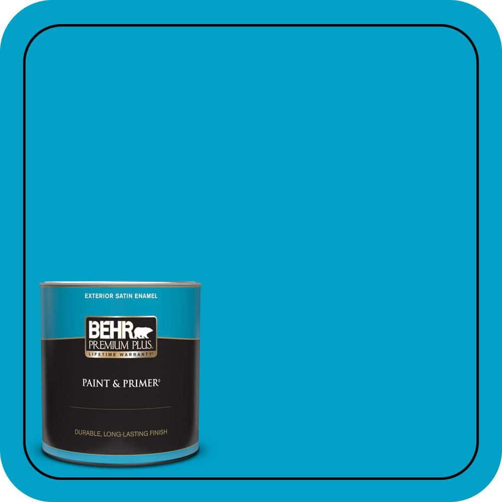 BEHR PREMIUM PLUS 1 qt. #P490-5 Yucatan Satin Enamel Exterior Paint ...
