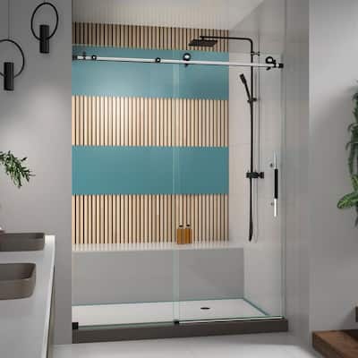 DreamLine Enigma-XO 56-60 in. W x 76 in. H Frameless Sliding Shower Door in Polished Tuxedo ...