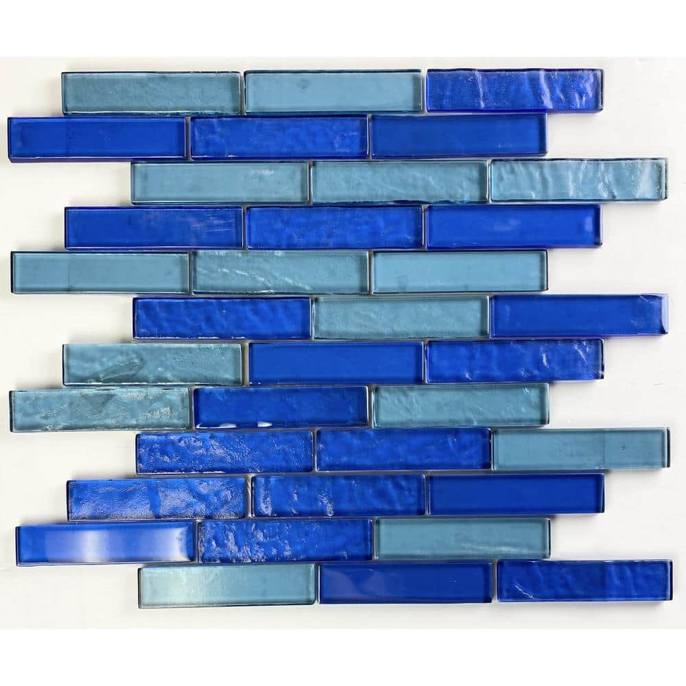 ABOLOS Landscape Horizon Blue 12 in. x 12 in. Textured Glass Brick ...