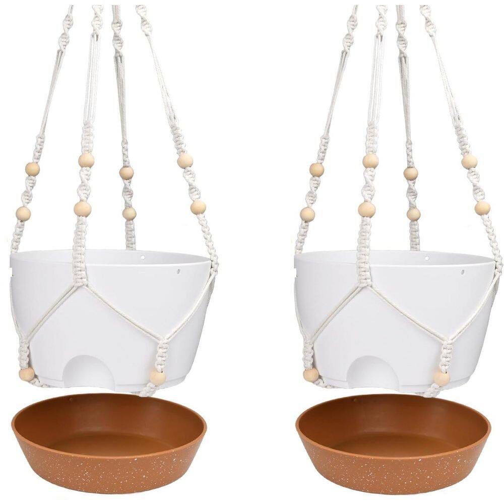 Primehome 2-Pack 10 in. Self-Watering Plastic Hanging Planters w ...