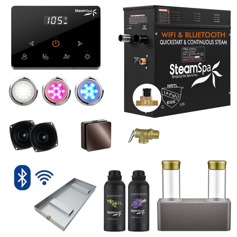 SteamSpa Black Series 6000-Watt Steam Generator with Wireless Remote ...