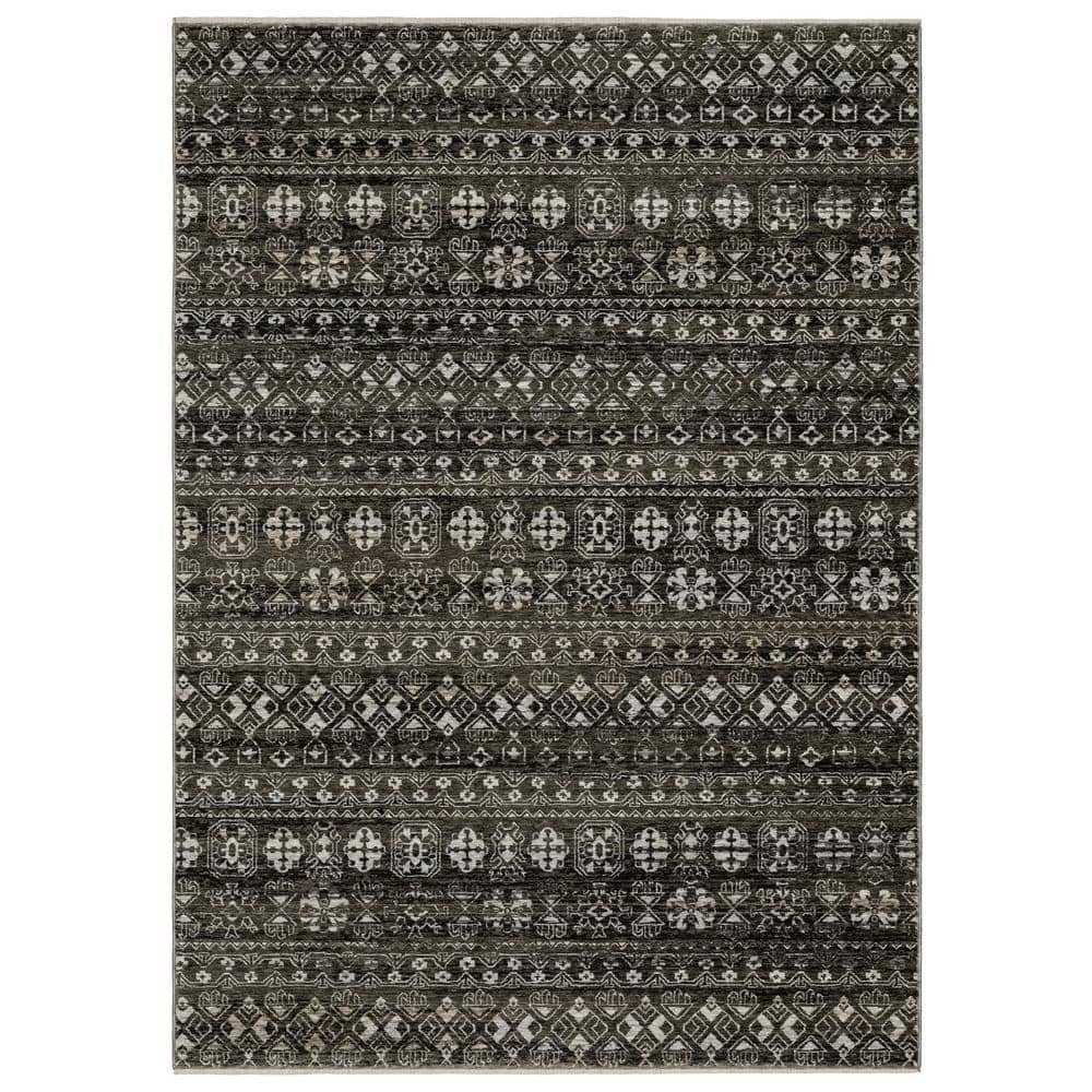 AVERLEY HOME Channing Black/Gray 8 ft. x 11 ft. Tribal Geometric Stripe ...