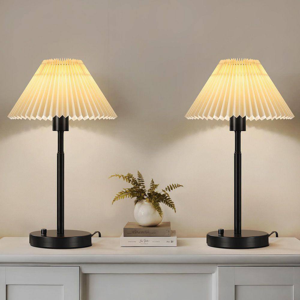 KAISITE 19 in. Modern Black Plug-in Stepless Dimming Table Lamp with ...