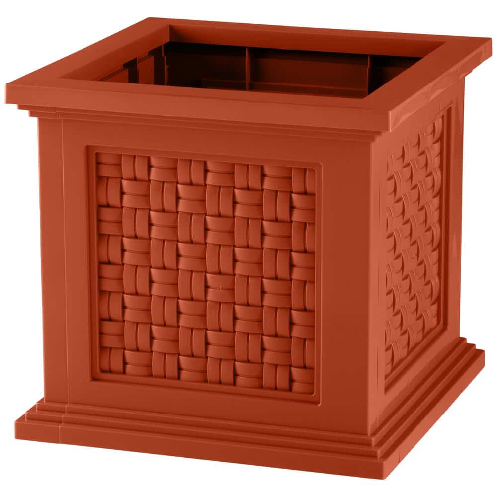 Pure Garden 14.65 in. Rattan Plant Pot, Terracotta 50-LG1468 - The Home ...
