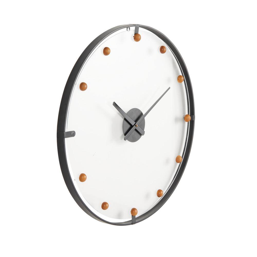 Litton Lane Black Metal Wall Clock with Acrylic Face and Ball Accents ...