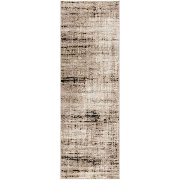 Nourison Washable Decor Ivory Mocha 2 ft. x 6 ft. Abstract Contemporary ...