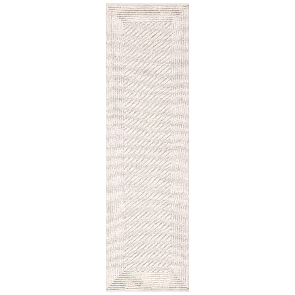 SAFAVIEH Natura 2 ft. x 8 ft. Ivory Solid Color Runner Rug NAT450A-28 ...