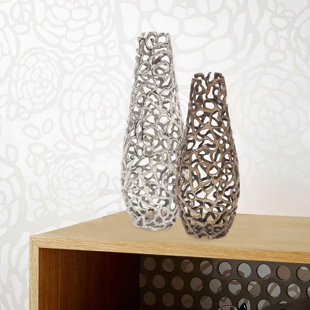 Marley Forrest Silver Aluminum Branch Large Vase 35156 - The Home Depot