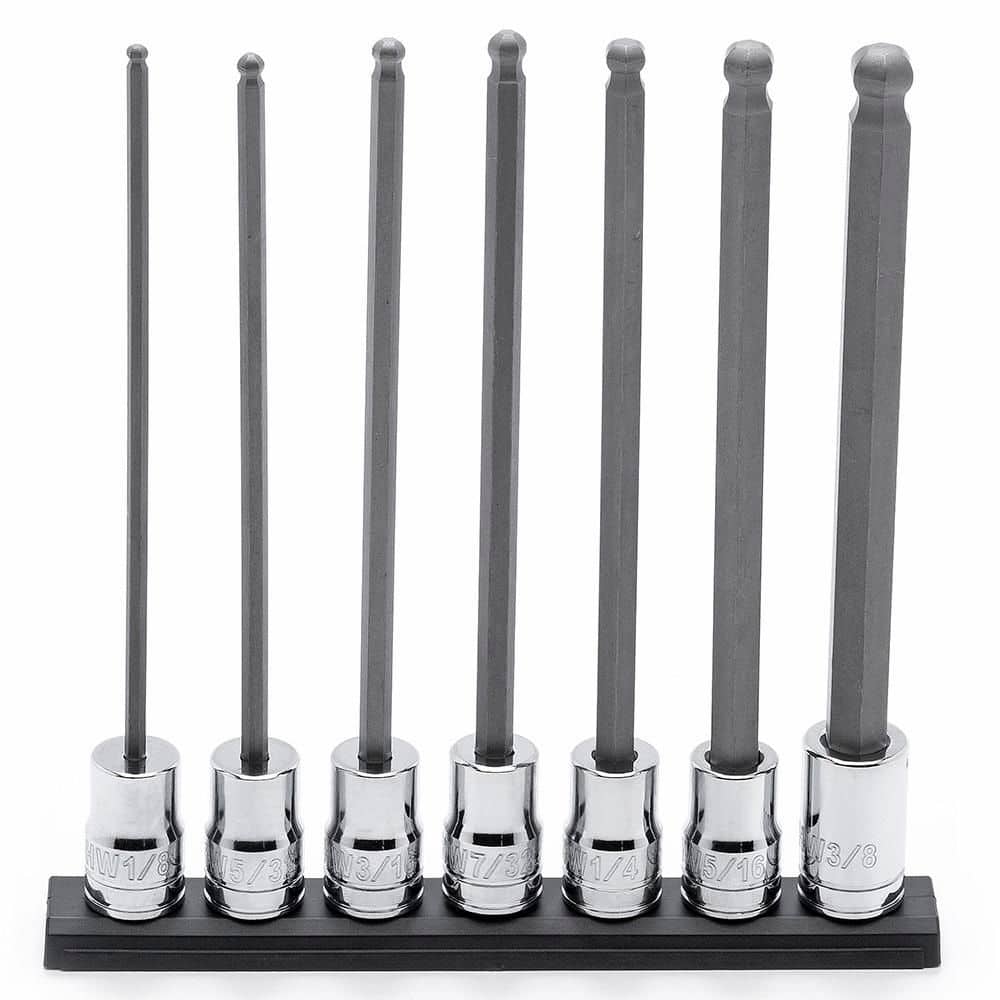 Husky 3/8 in. Drive SAE Long Ball Hex Bit Socket Set (7-Piece ...