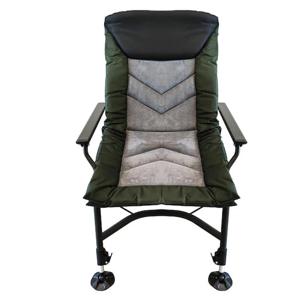 Portable Folding Green+Grey Metal Beach Chair, Camping Lounge Chair ...