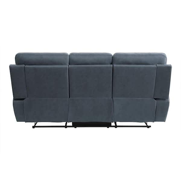 Microfiber Reclining Sofa Blue | Baci Living Room
